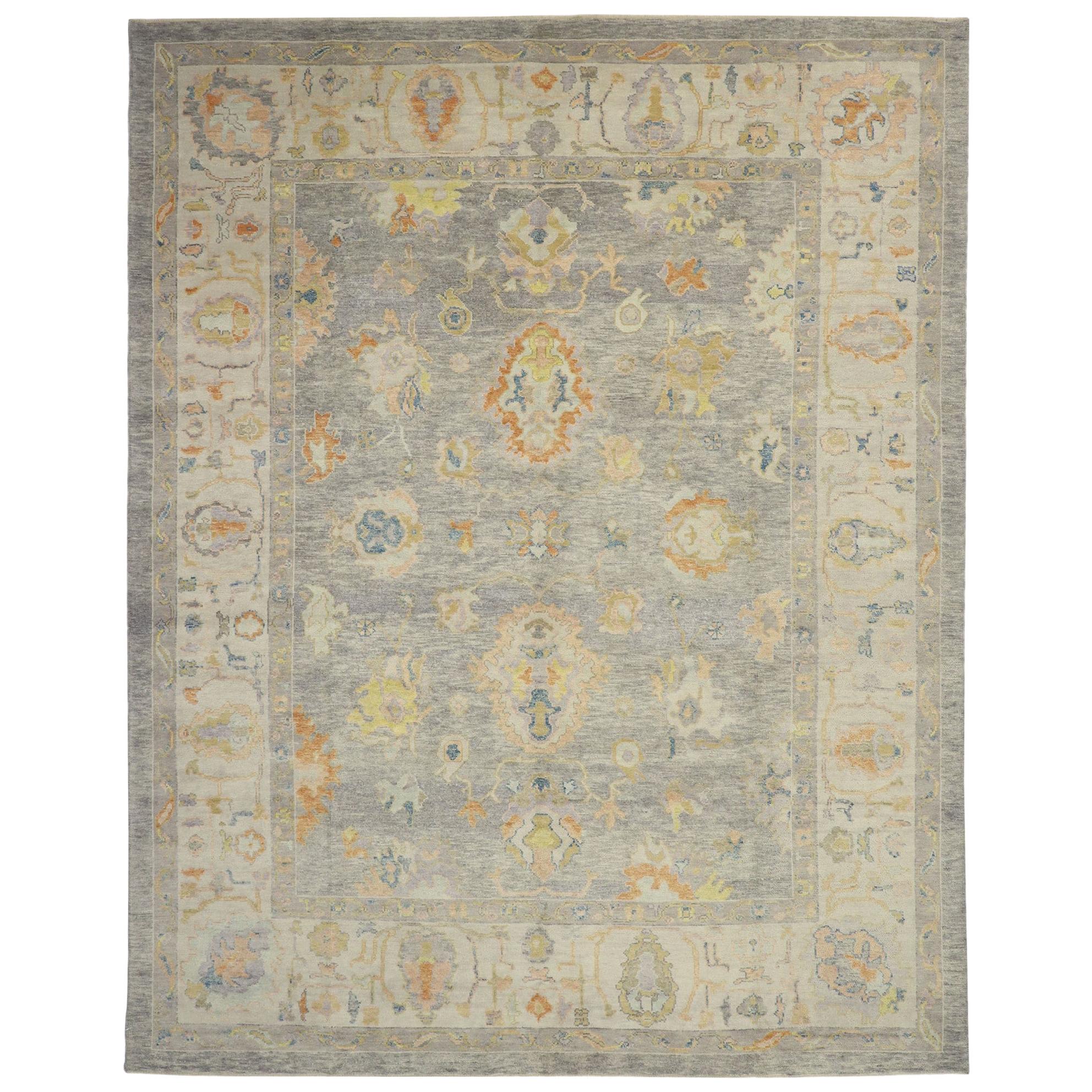 New Contemporary Turkish Oushak Rug with Modern Coastal Style For Sale ...