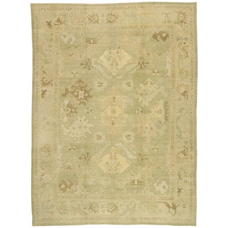New Contemporary Turkish Oushak Rug with Transitional Style in Neutral ...