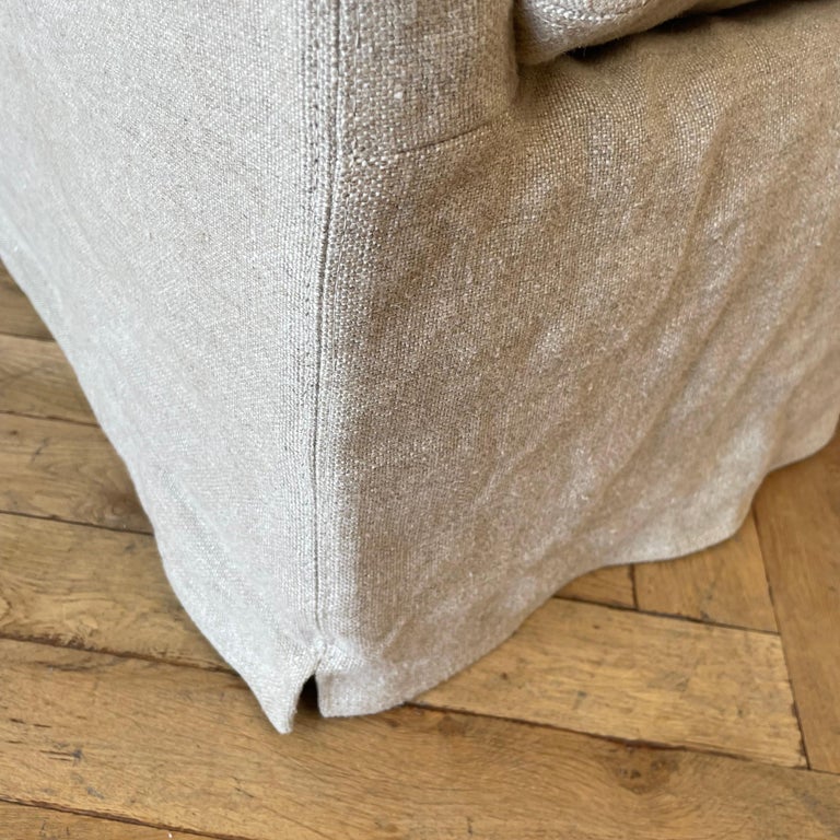 New Custom Stone Washed Irish Linen Slip Covered Sofa with Down Alt ...