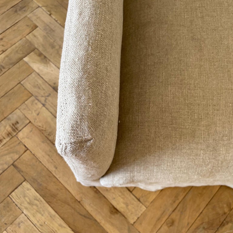 New Custom Stone Washed Irish Linen Slip Covered Sofa with Down Alt ...