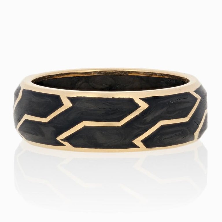 David Yurman Forged Carbon Band 18 Karat Yellow Gold Designer Ring at ...