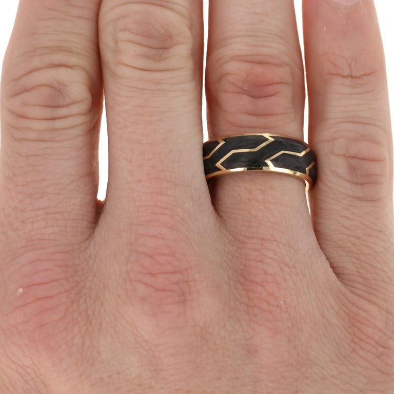 David Yurman Forged Carbon Band 18 Karat Yellow Gold Designer Ring at ...