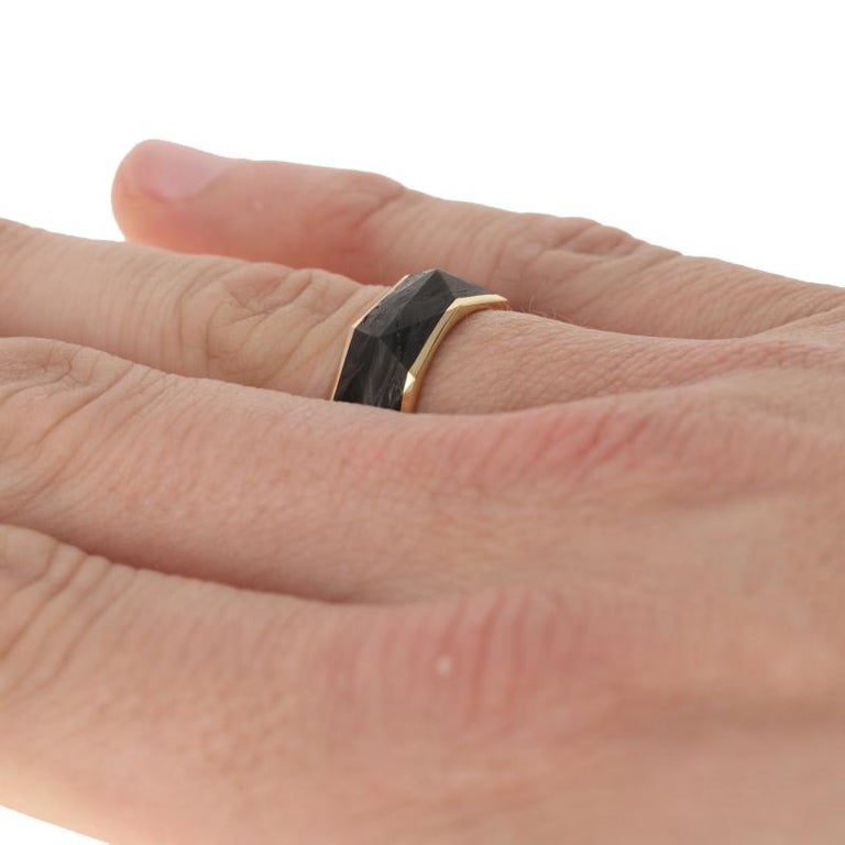 David Yurman Torqued Faceted Forged Carbon Band, 18 Karat Yellow Gold ...