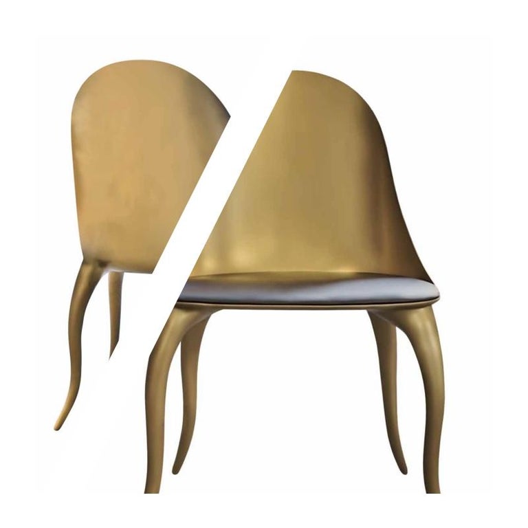 New Design Chair in Aged Gold Color For Sale at 1stDibs