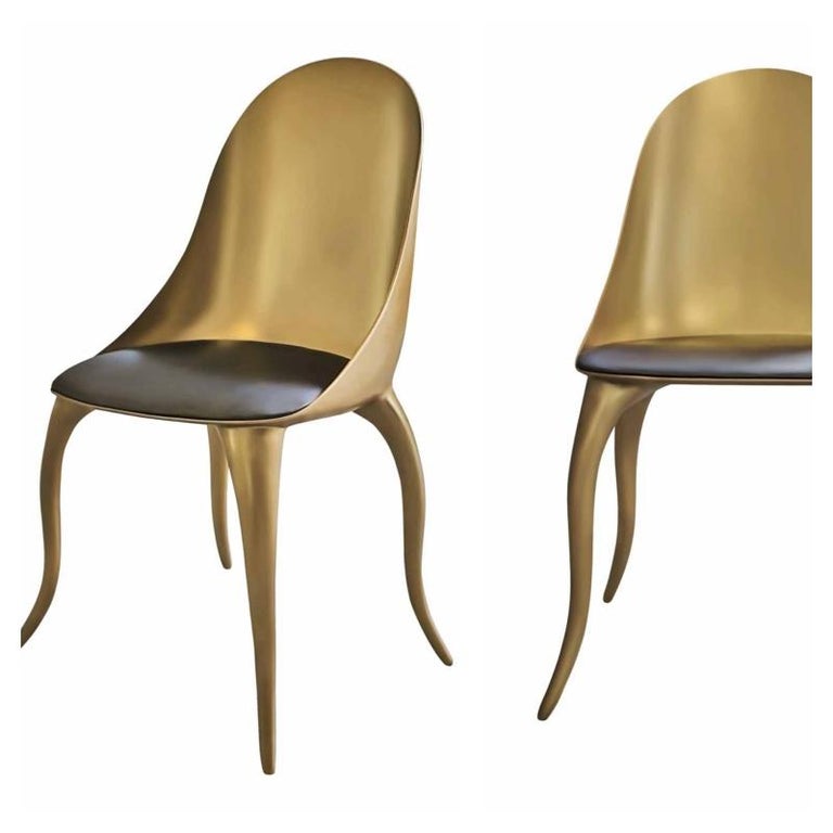 New Design Chair in Aged Gold Color For Sale at 1stDibs