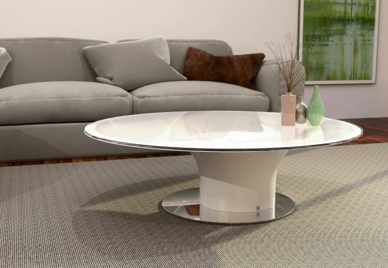 New Design Coffee Table in Lacquered White High Gloss For Sale at 1stDibs