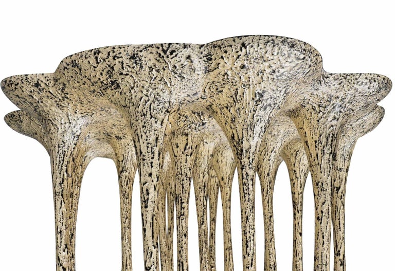 New Design Dining Table Glass and Fiberglass Finished in Gold Leaf 8/10 ...