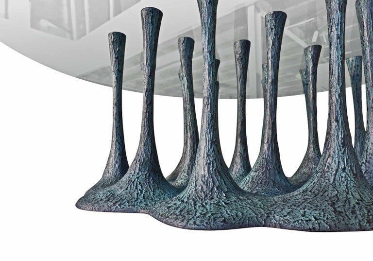 New Design Dining Table Glass and Fiberglass Finished in Verdigris 8/10 ...