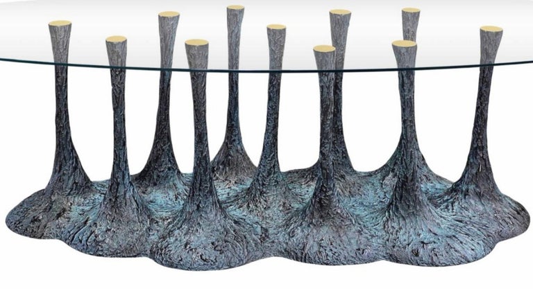 New Design Dining Table Glass and Fiberglass Finished in Verdigris 8/10 ...