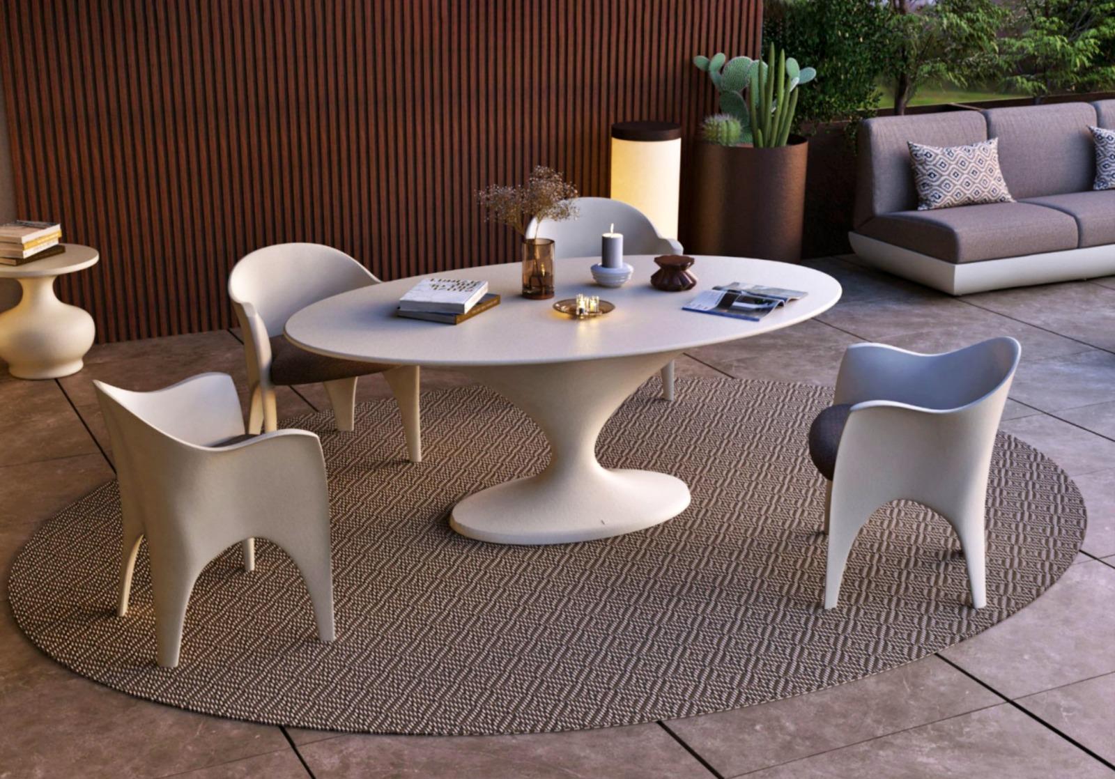 New Design Oval Dining Table in White Matte Suitable for Outdoor SUMMER ...