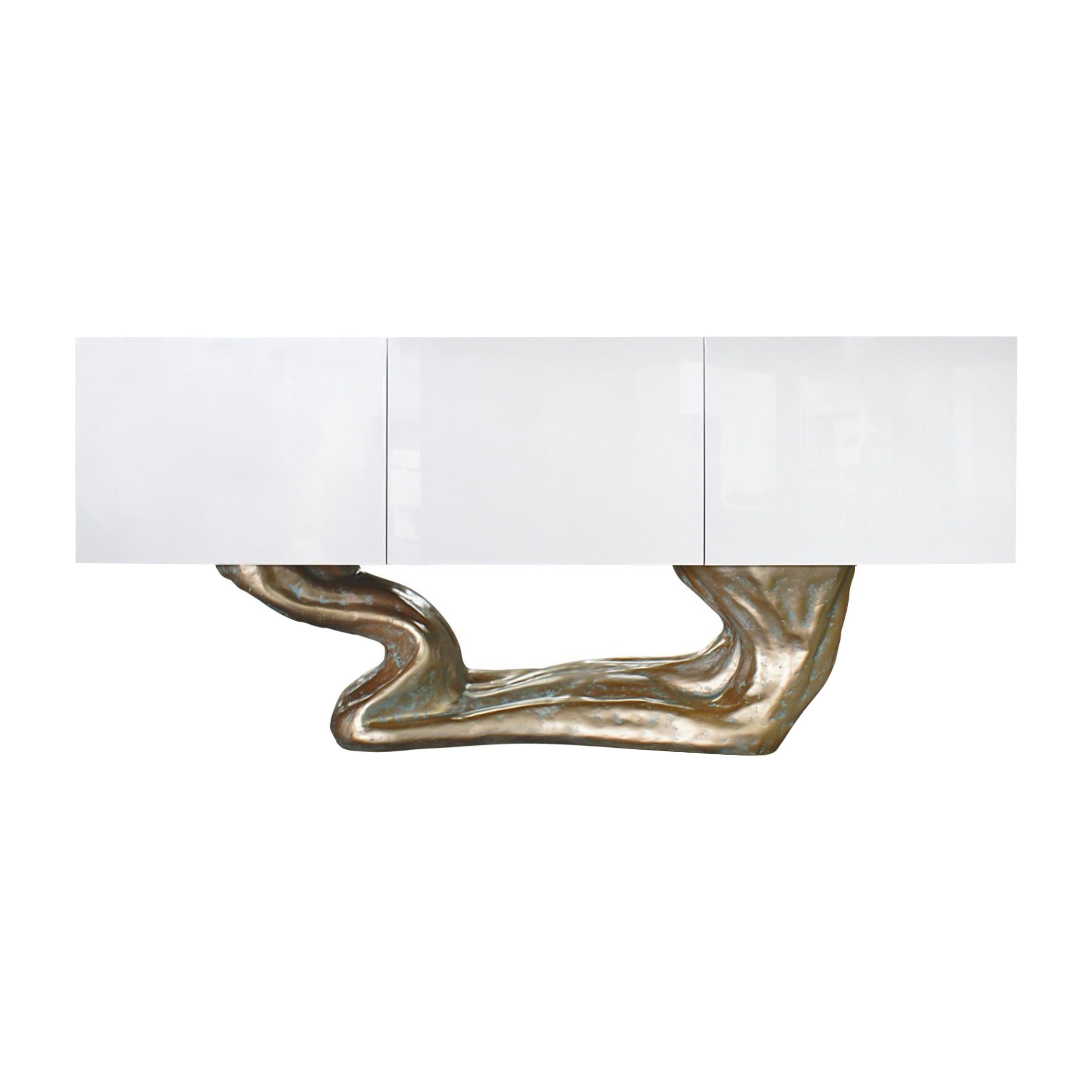 New Design Sideboard in Wood Lacquered in High Gloss White For Sale at ...