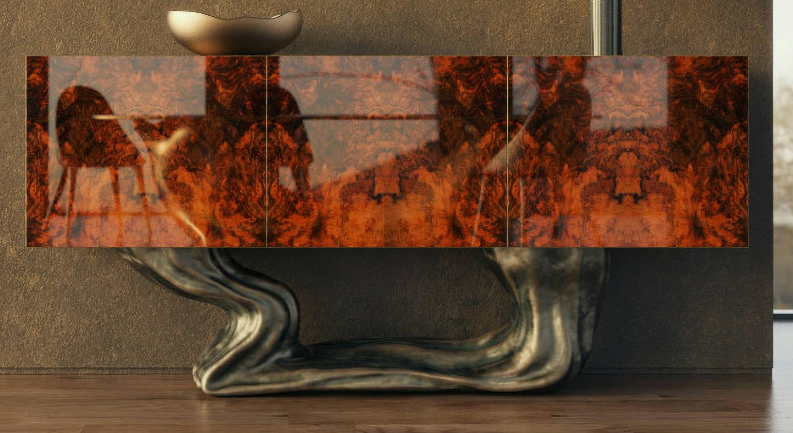 New Design Sideboard in Wood with Walnut Root Veneer For Sale at 1stDibs