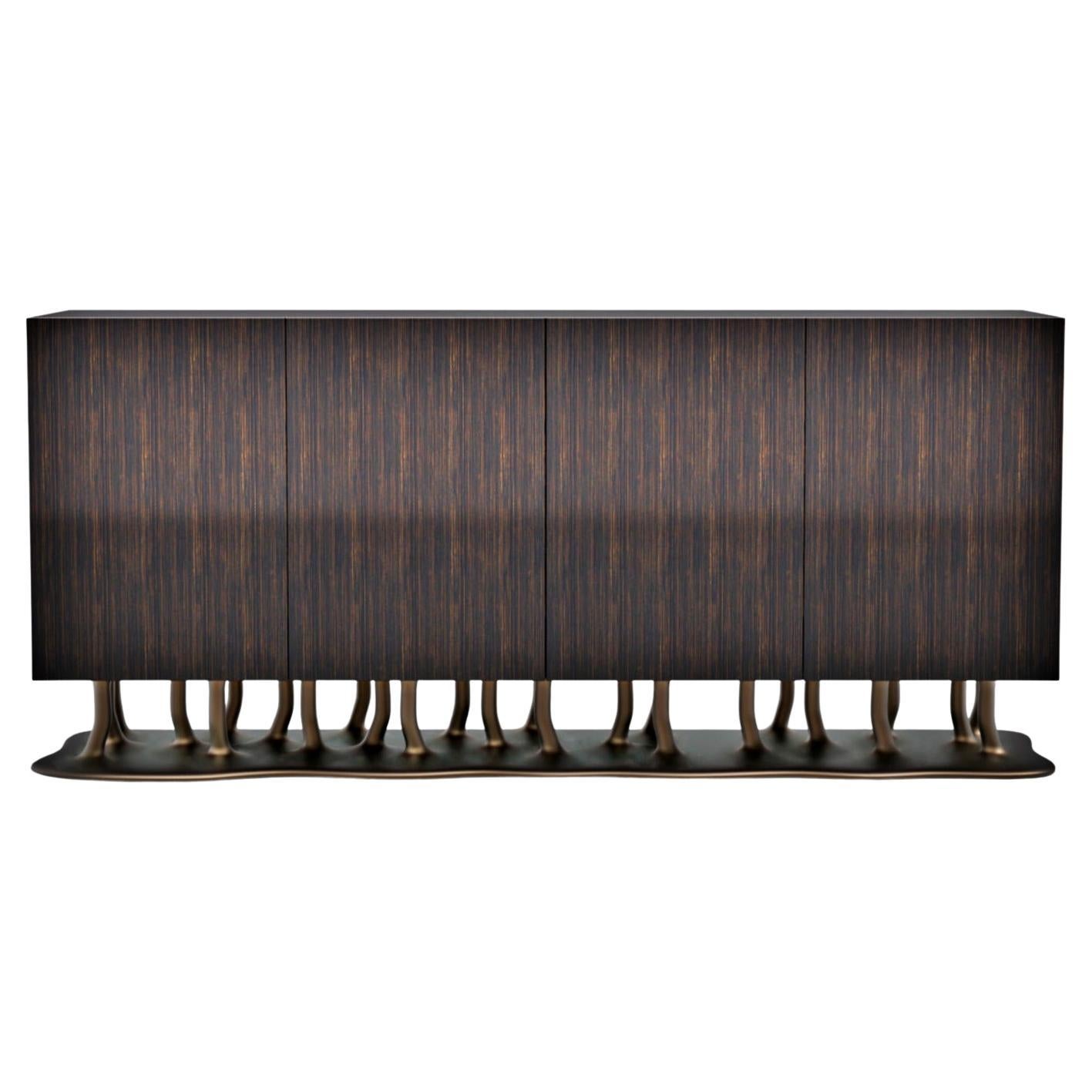 New Design Sideboard in Wood with Walnut Root Veneer For Sale at 1stDibs