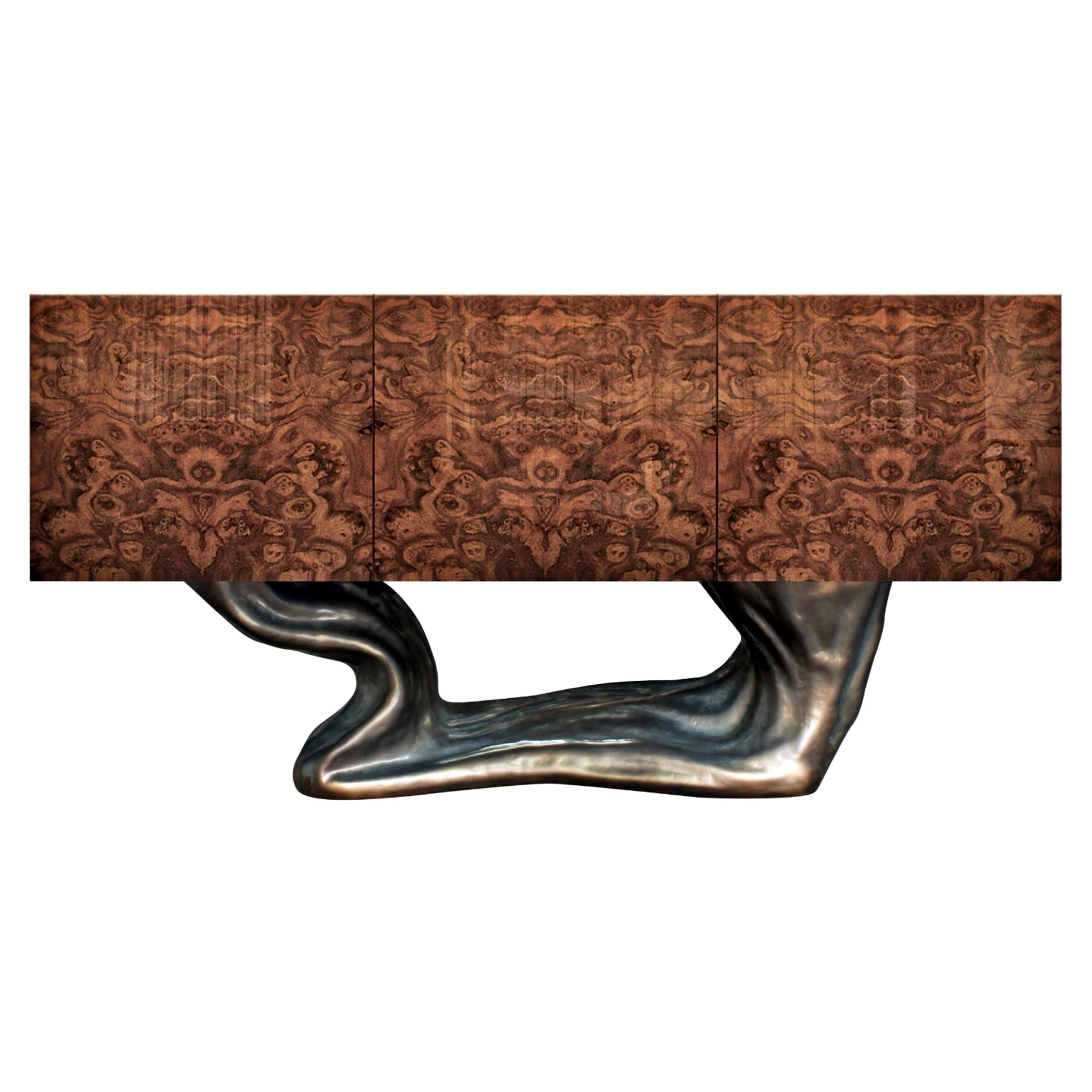 New Design Sideboard in Wood with Walnut Root Veneer For Sale at 1stDibs