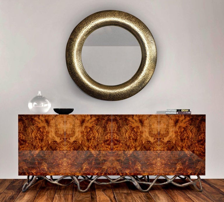 New Design Sideboard in Wood with Walnut Root Veneer High Gloss Finish ...