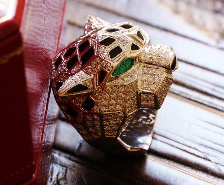 New / Designer Panthere Panther Ring / Diamond VS-G / 18K White Gold ...
