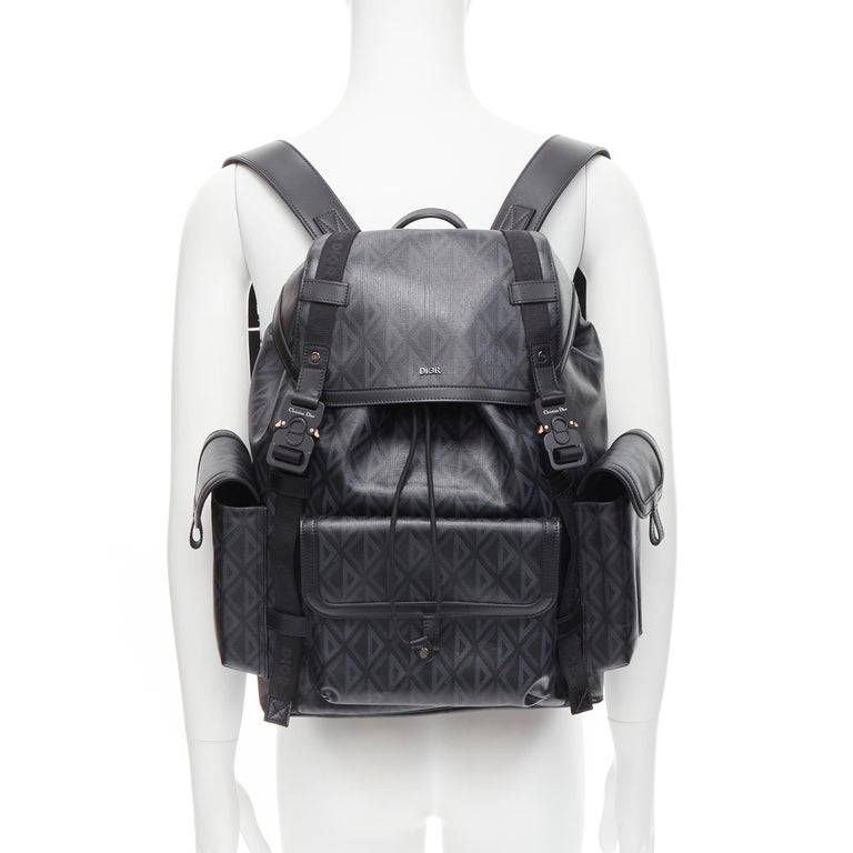 new DIOR 2022 HIt The Road black CD Diamond canvas logo backpack For ...