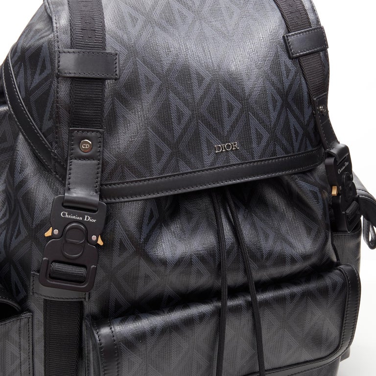 new DIOR 2022 HIt The Road black CD Diamond canvas logo backpack For ...
