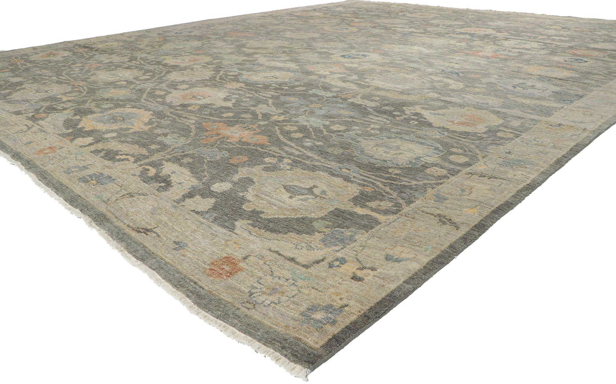 New Distressed Oushak Rug with Vintage Style at 1stDibs
