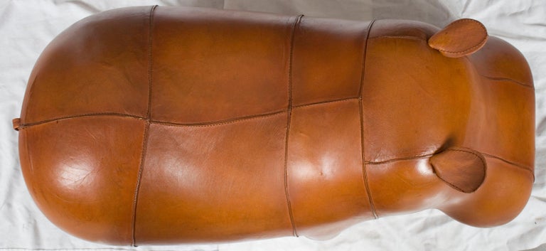 New Distressed Rustic Leather Hippo Hippopotamus Animal Footstool ...