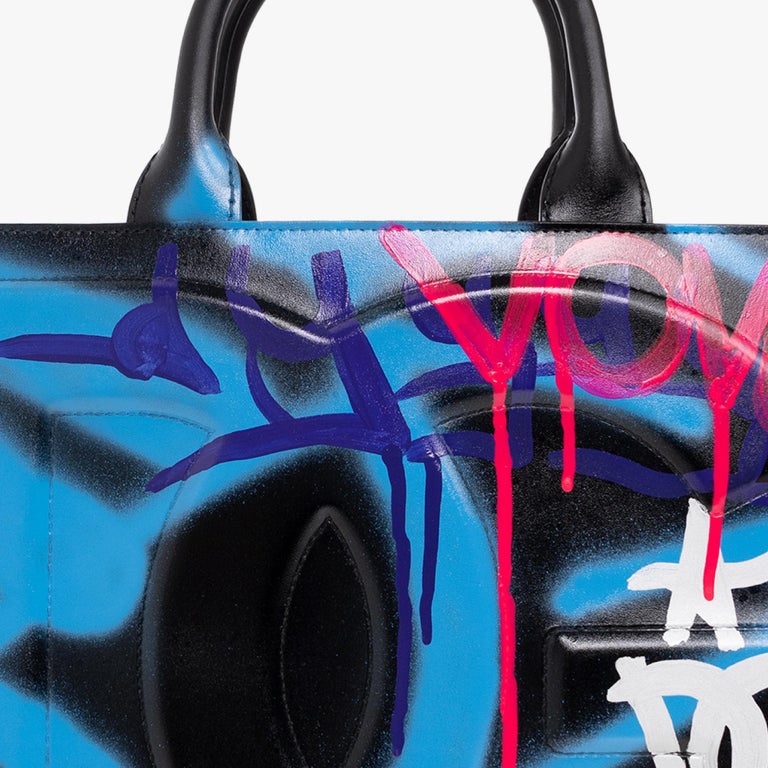 New Dolce and Gabbana Multicolor DG Daily Medium Graffiti Leather ...