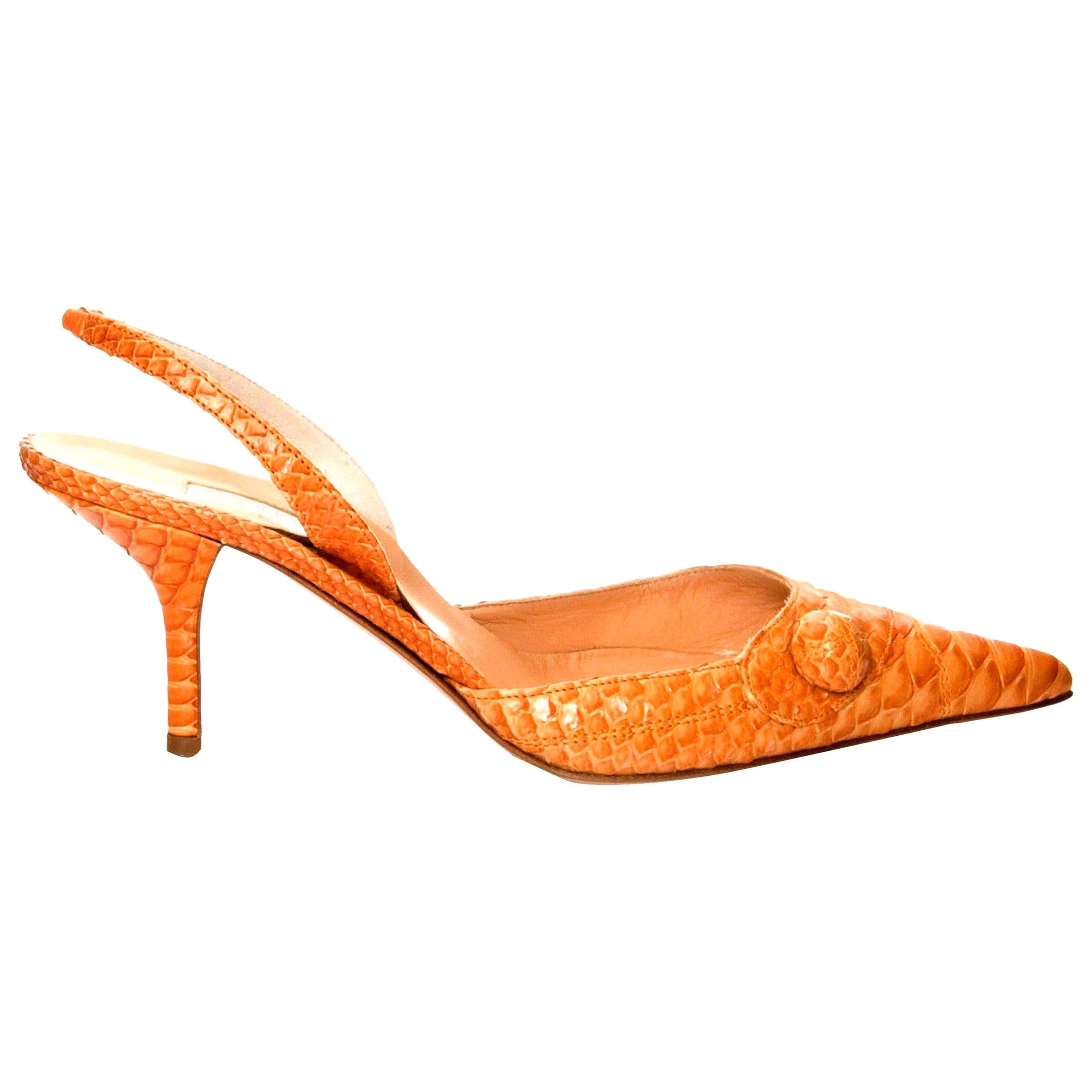 New Edmundo Castillo Light Cognac Python Snakeskin Pump Heels Sz 6 For ...