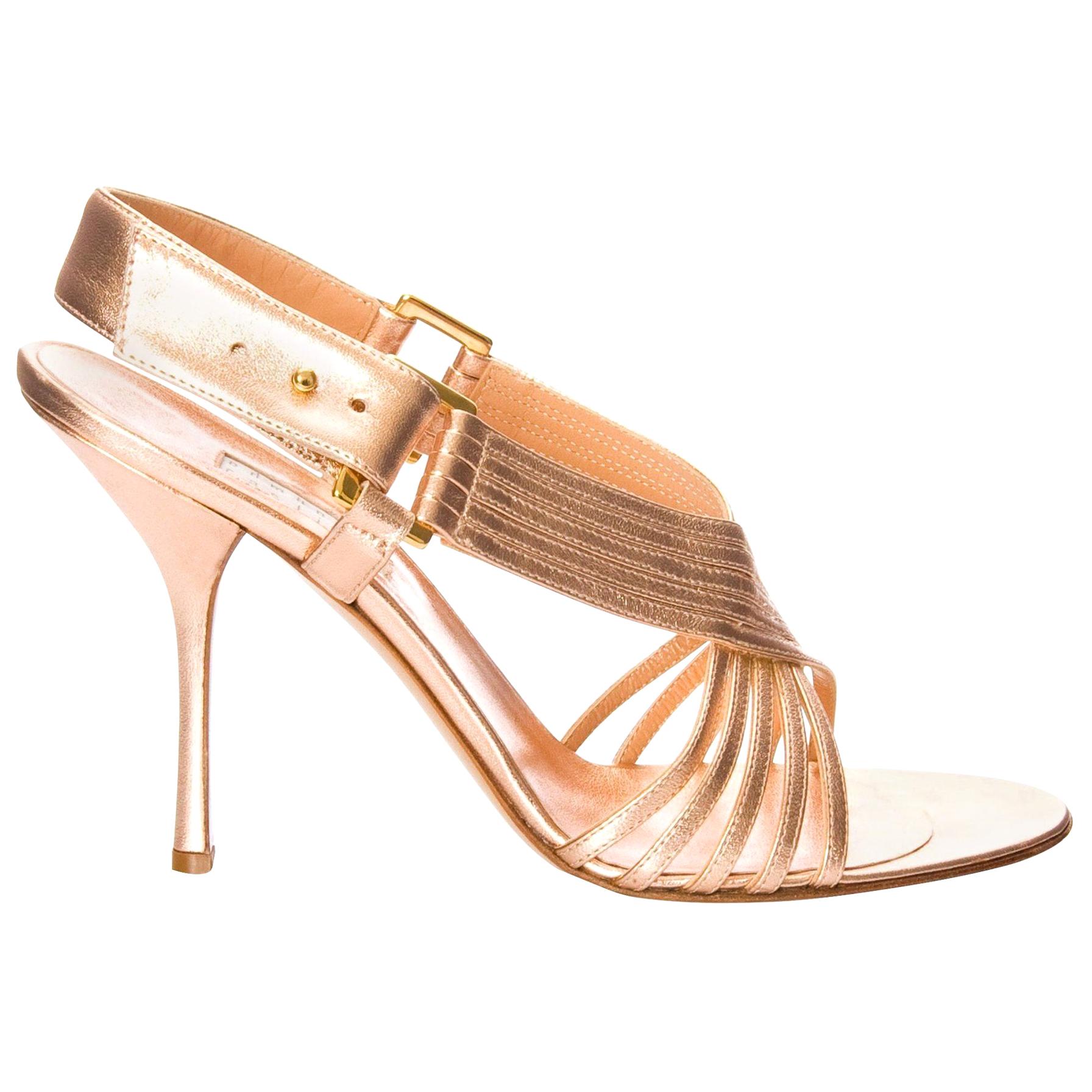 Giuseppe Zanotti New Gold Leather Gladiator Sandals Heels in Box at ...