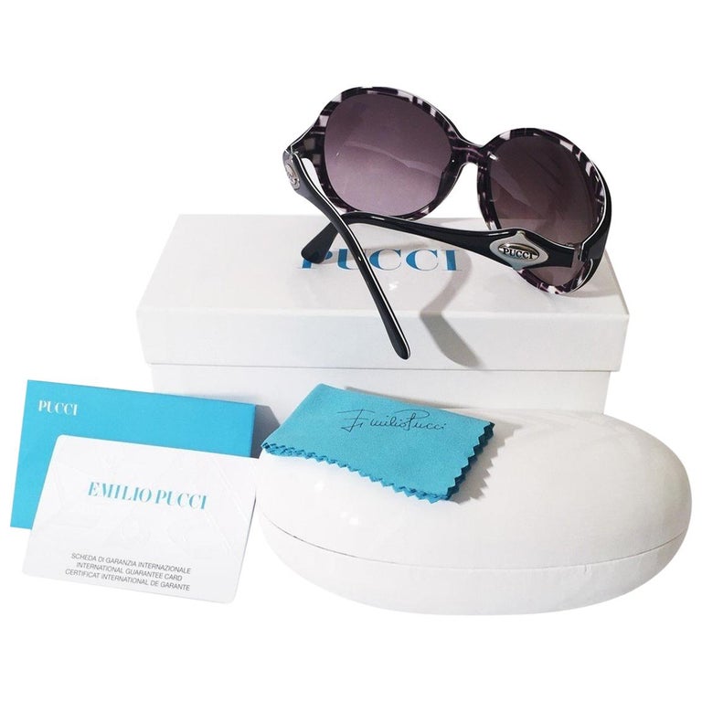 New Emilio Pucci Black Logo Sunglasses With Case and Box at 1stDibs ...