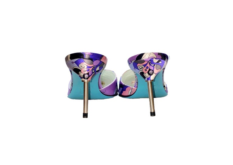NEW Emilio Pucci Signature Print Mules Heels Shoes at 1stDibs | emilio ...