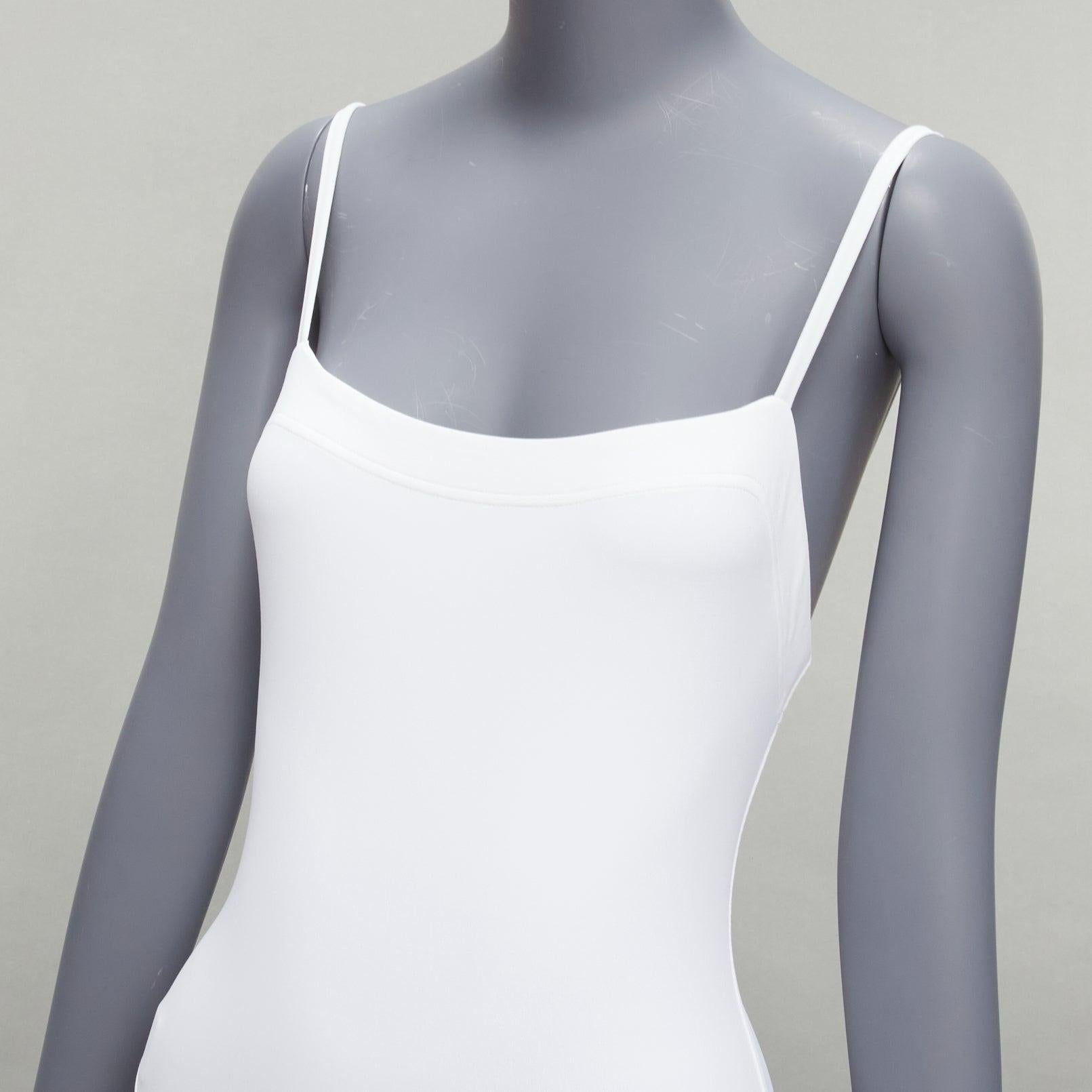 new ERES Aquarelle Duni white spaghetti strap high cut one piece swimsuit IT38 X For Sale at 1stDibs