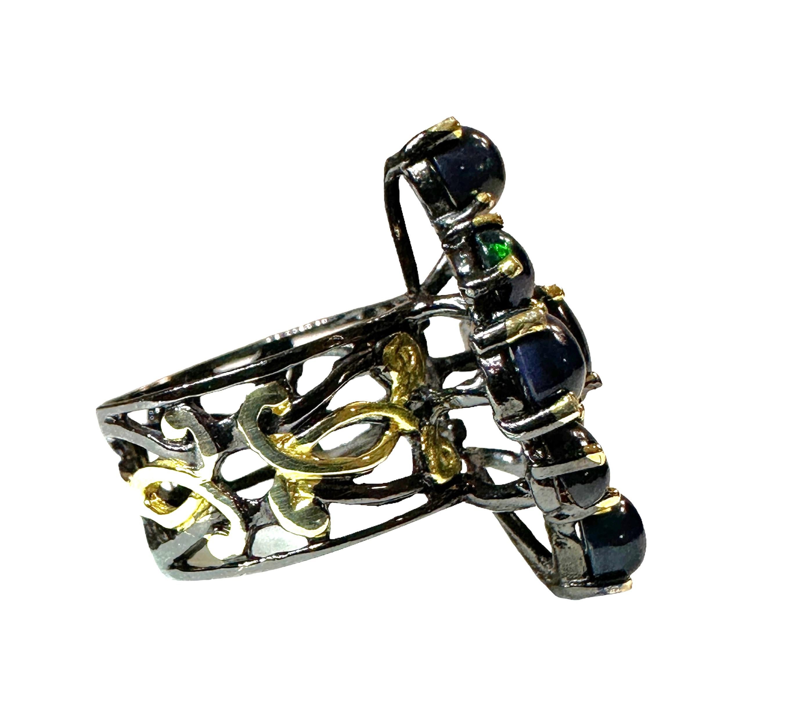 New Ethiopian Black Opal and Green Onyx Ring in Oxi-black and YGold ...