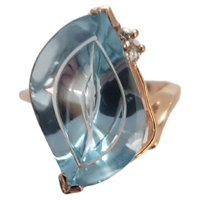 NEW Fantasy Special Cut 3 Carat Natural Sky Blue Topaz Ring in 14k ...