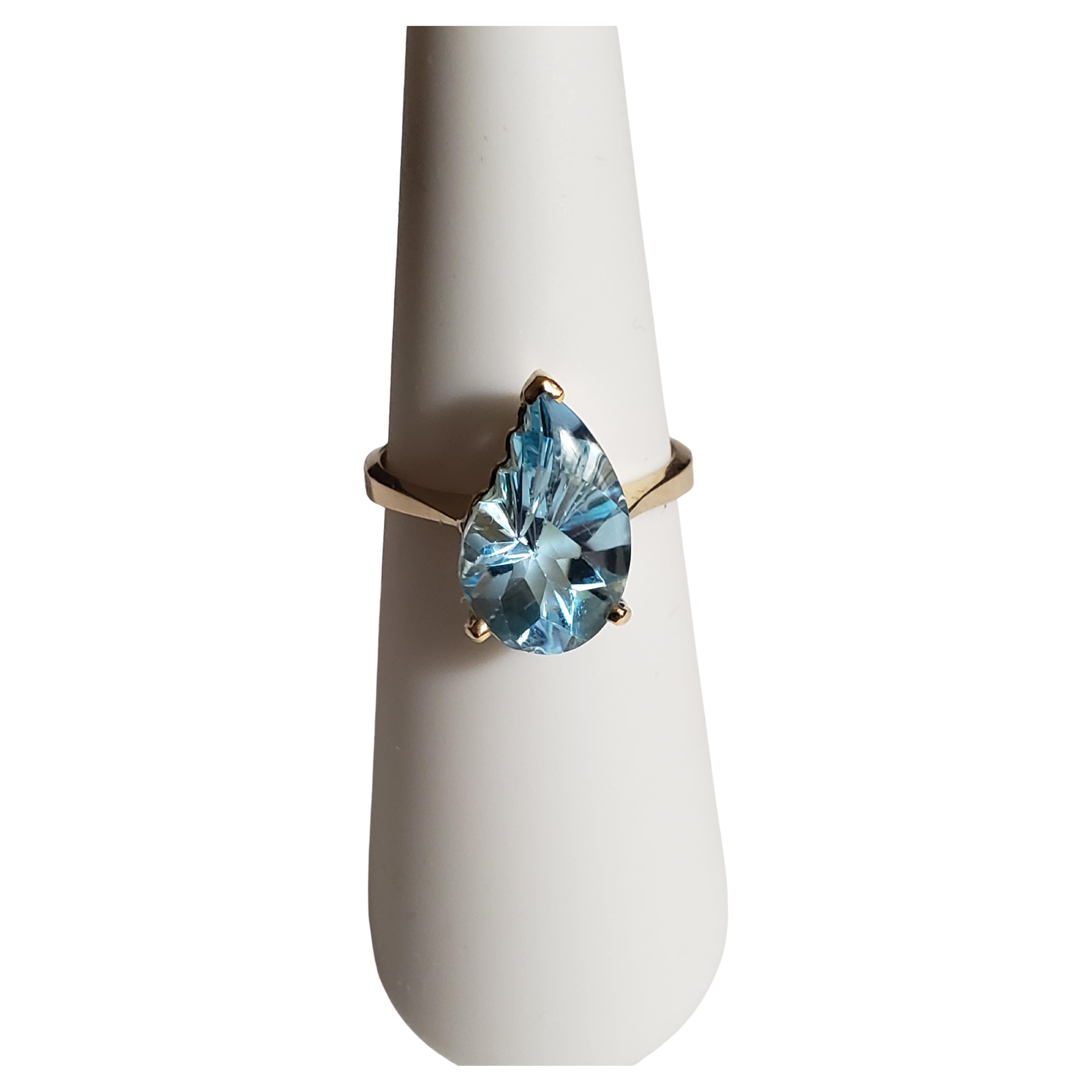 NEW Fantasy Special Cut 3 Carat Natural Sky Blue Topaz Ring in 14k ...