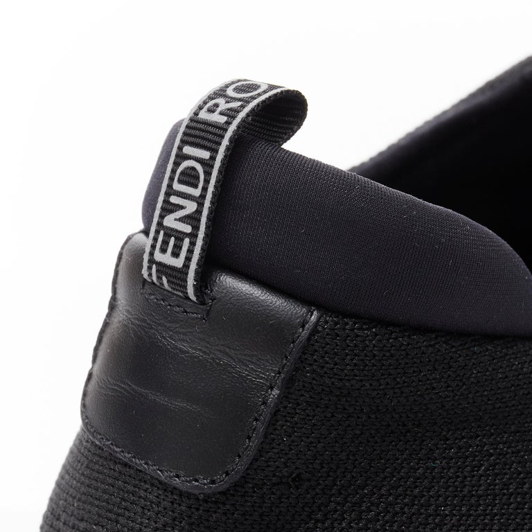 new FENDI 2019 black knit neon yellow air sole low runner sneaker 7E1234 EU44 For Sale at 1stDibs