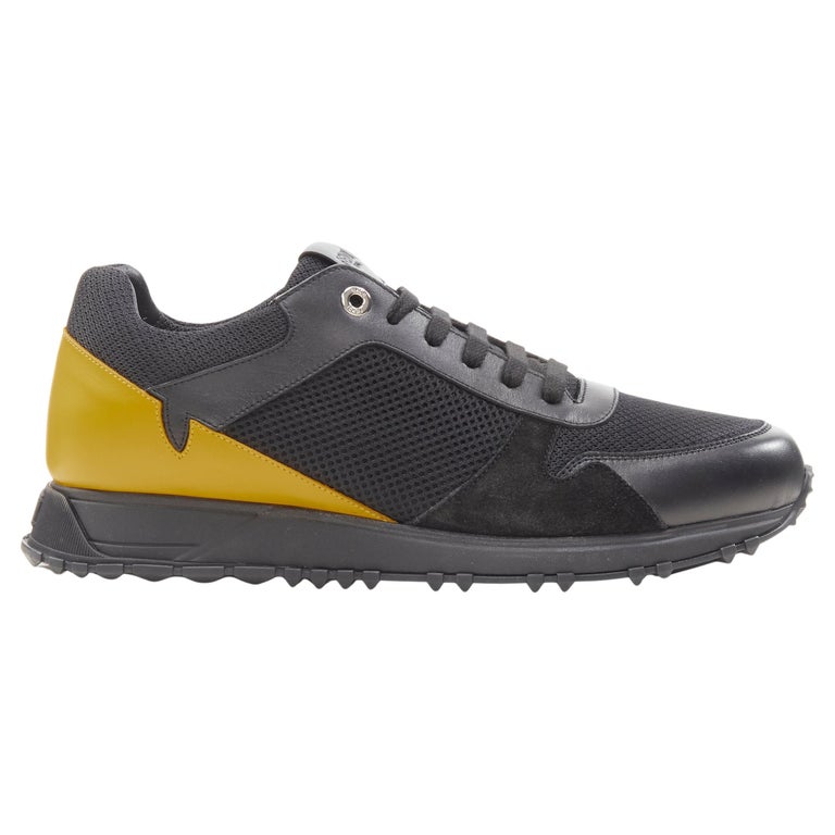 new FENDI 7E1361 Monster black yellow eye leather mesh low top sneaker UK9 EU43 at 1stDibs