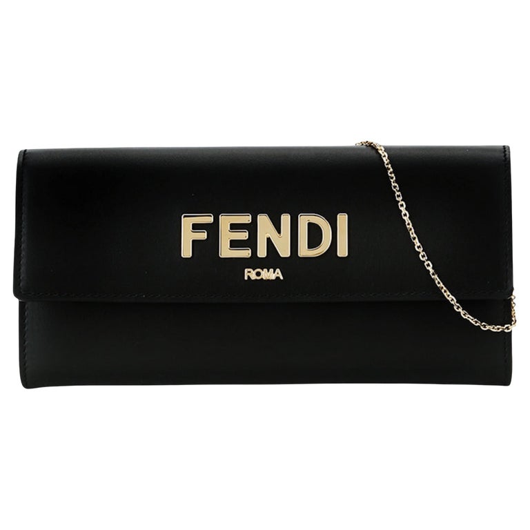 NEW Fendi Black Roma Leather Continental Wallet Clutch Crossbody Bag For Sale at 1stDibs