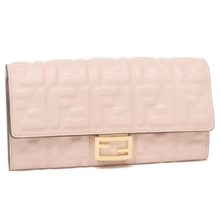 NEW Fendi Candy Pink Baguette FF Monogram Leather Continental Wallet ...