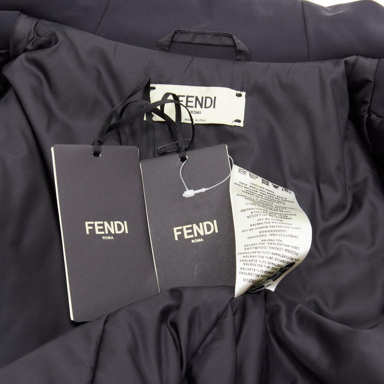new FENDI Monster Bug Eye black yellow fur trim ski jacket IT38 XS For Sale at 1stDibs