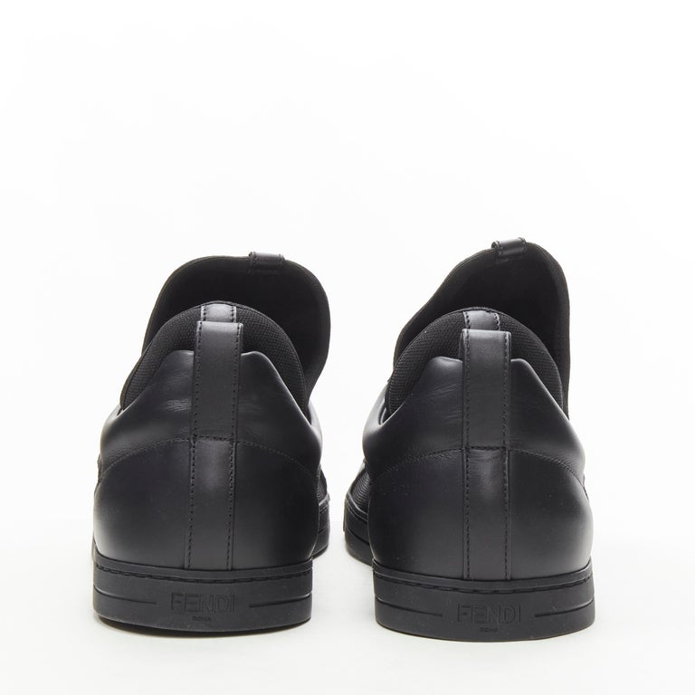 new FENDI Monster Bug Eye gold metal plate black low top sneaker UK9 EU43 For Sale at 1stDibs