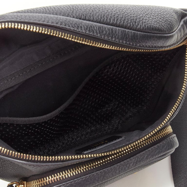 new FENDI Monster Eye black leather gold Eye plate crossbody small belt ...
