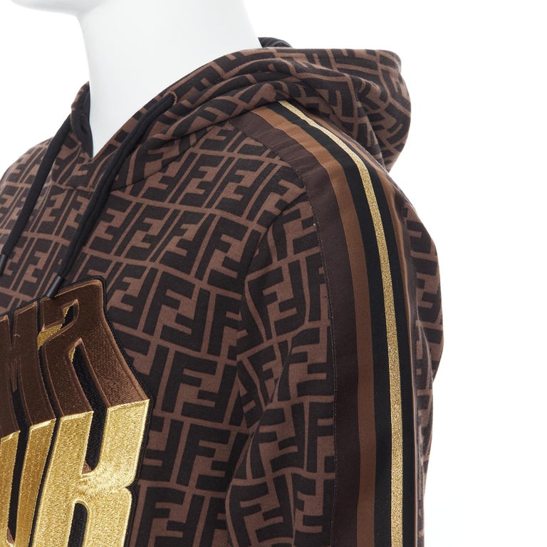 new FENDI Roma Amor FF Zucca monogram gold logo embroidery hoodie ...