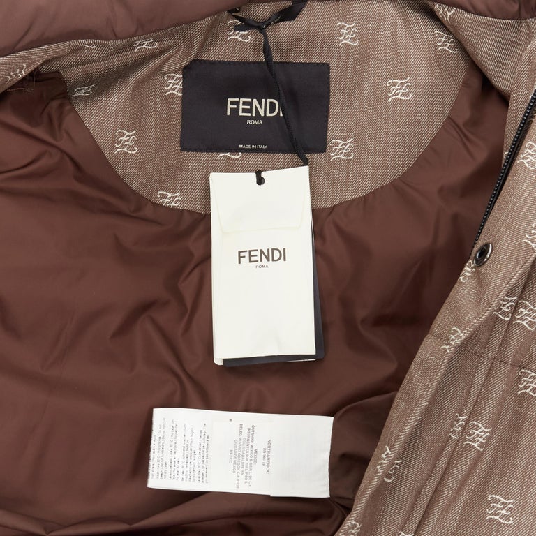 new FENDI script FF Zucca monogram jacquard down puffer vest jacket S ...