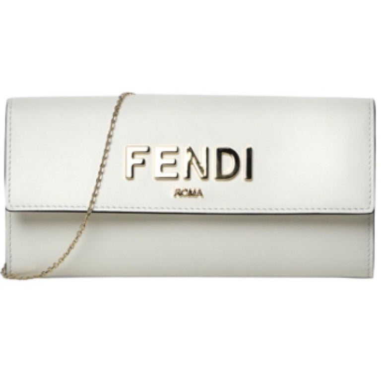NEW Fendi White Roma Leather Continental Wallet Clutch Crossbody Bag ...