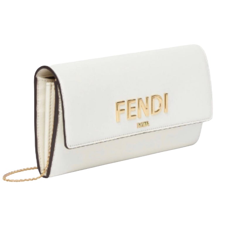 NEW Fendi White Roma Leather Continental Wallet Clutch Crossbody Bag ...