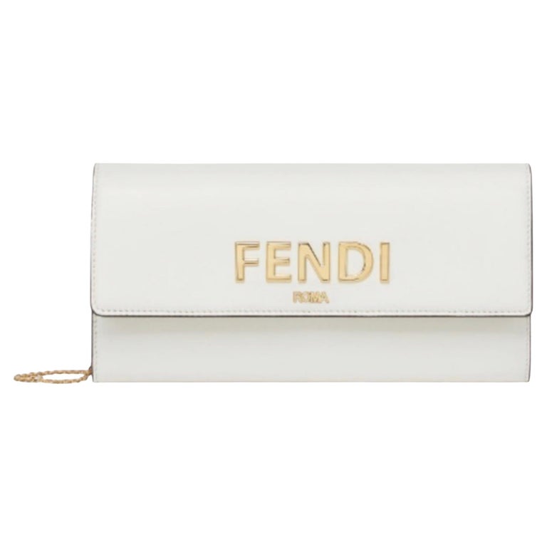 NEW Fendi White Roma Leather Continental Wallet Clutch Crossbody Bag ...