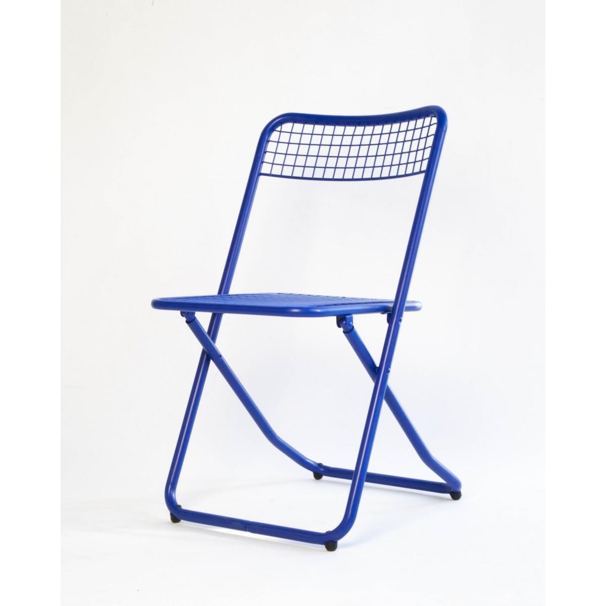 New Folding Iron Chair Blue 5002 by Houtique For Sale at 1stDibs