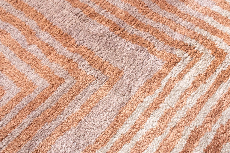 New French Art Deco Pink and Purple Wool Rug at 1stDibs