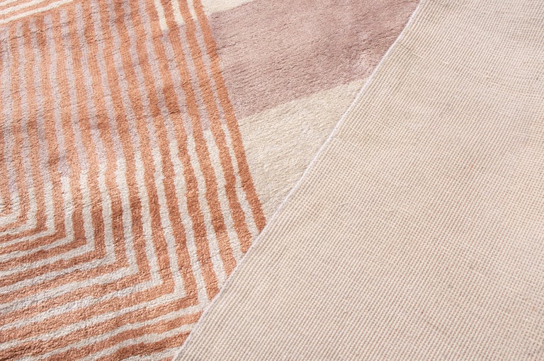 New French Art Deco Pink and Purple Wool Rug at 1stDibs