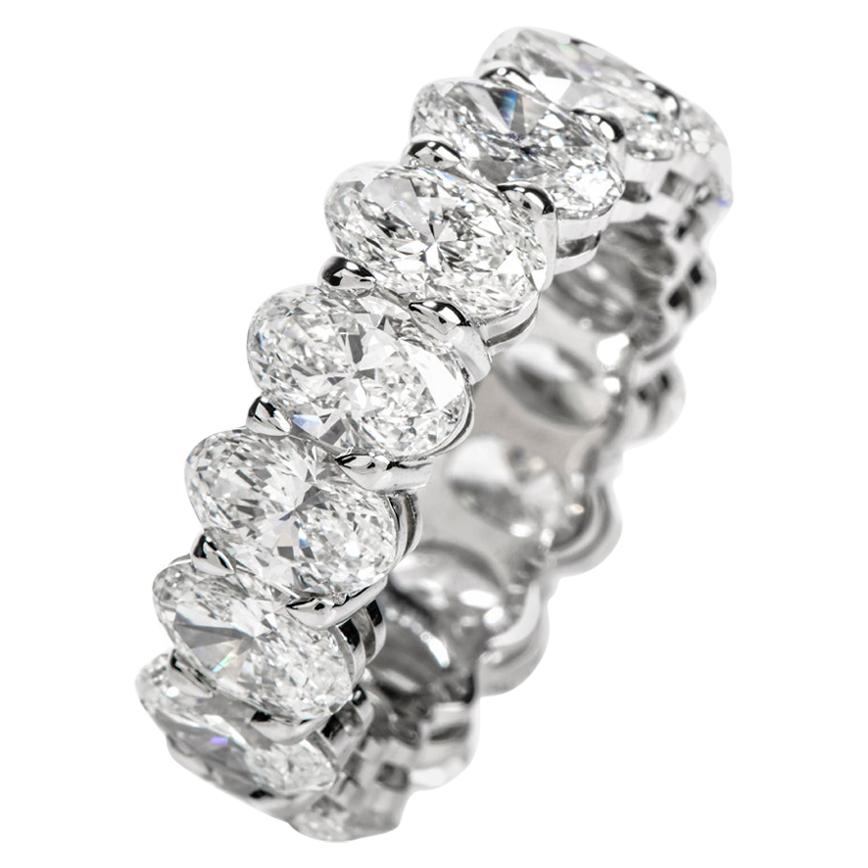 11 Carat Oval Diamond Platinum Eternity Band Ring For Sale at 1stDibs