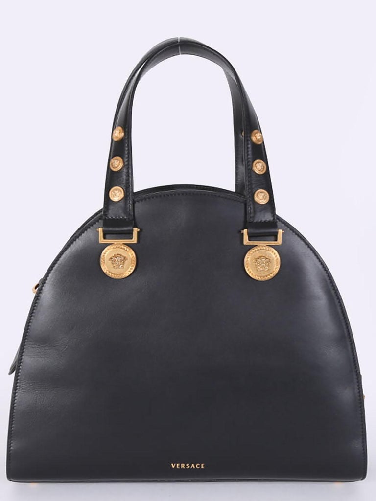 NEW GIANNI VERSACE TRIBUTE BLACK LEATHER MEDALLION Handbag at 1stDibs ...